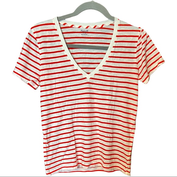 Madewell | Tops | Madewell Red White Stripe Top | Poshmark
